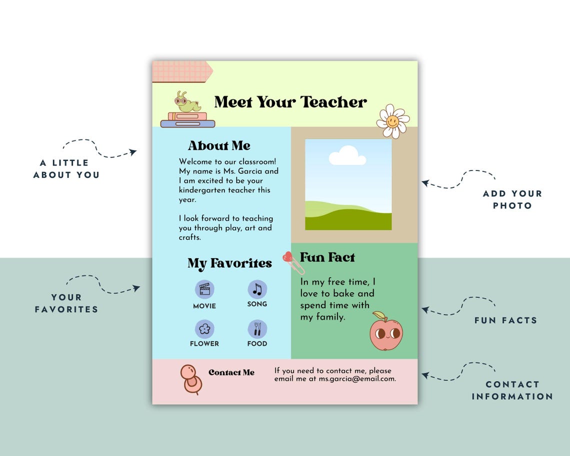 Groovy Meet the Teacher Printable Template, Retro Back to School ...