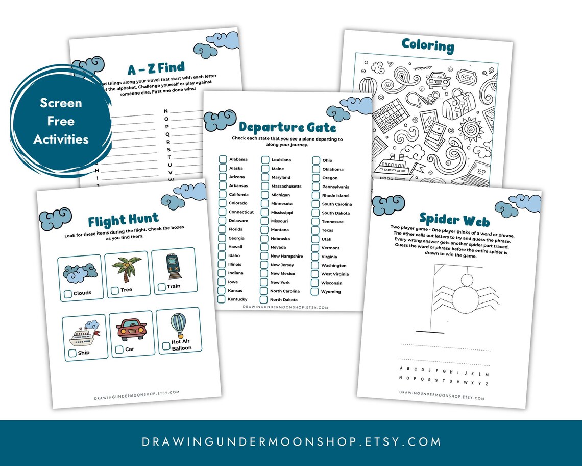 Printable Airplane Games: Kids Travel Activity Bundle (digital Download ...