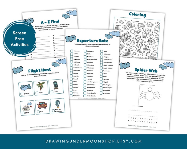Printable Airplane Games: Kids Travel Activity Bundle (digital Download ...