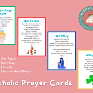 Catholic Prayer Card and Poster Pack, Small Colourful Prayer Cards for ...