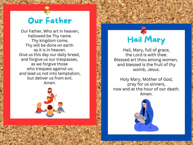 Catholic Prayer Card and Poster Pack, Small Colourful Prayer Cards for ...