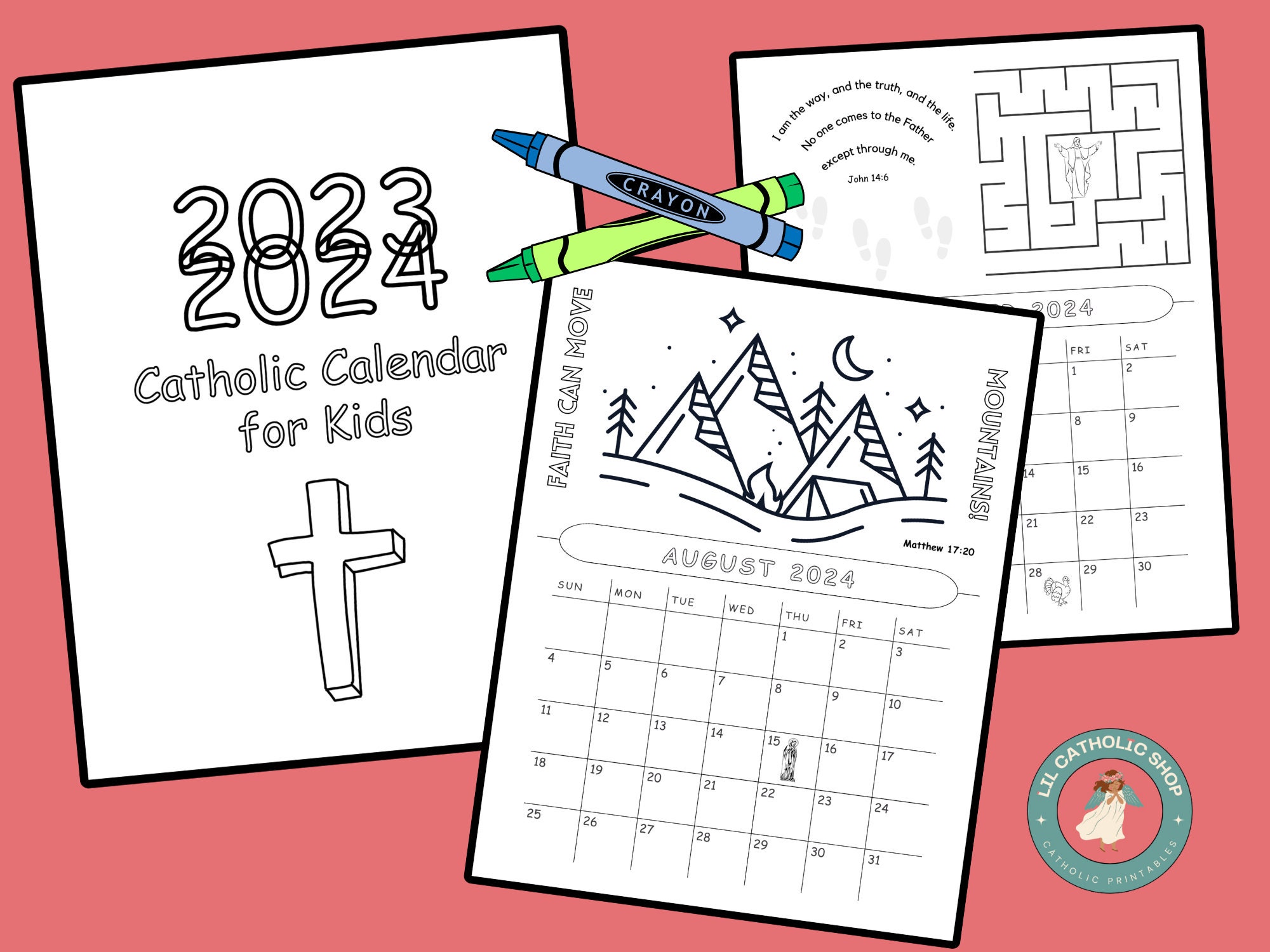 Printable Catholic Coloring Calendar for Kids, Kids Calendar, Printable ...