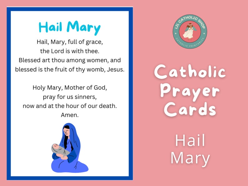Catholic Prayer Card and Poster Pack, Small Colourful Prayer Cards for ...