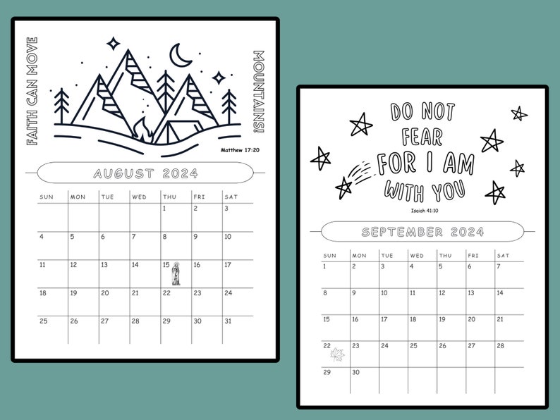 Printable Catholic Coloring Calendar for Kids, Kids Calendar, Printable ...
