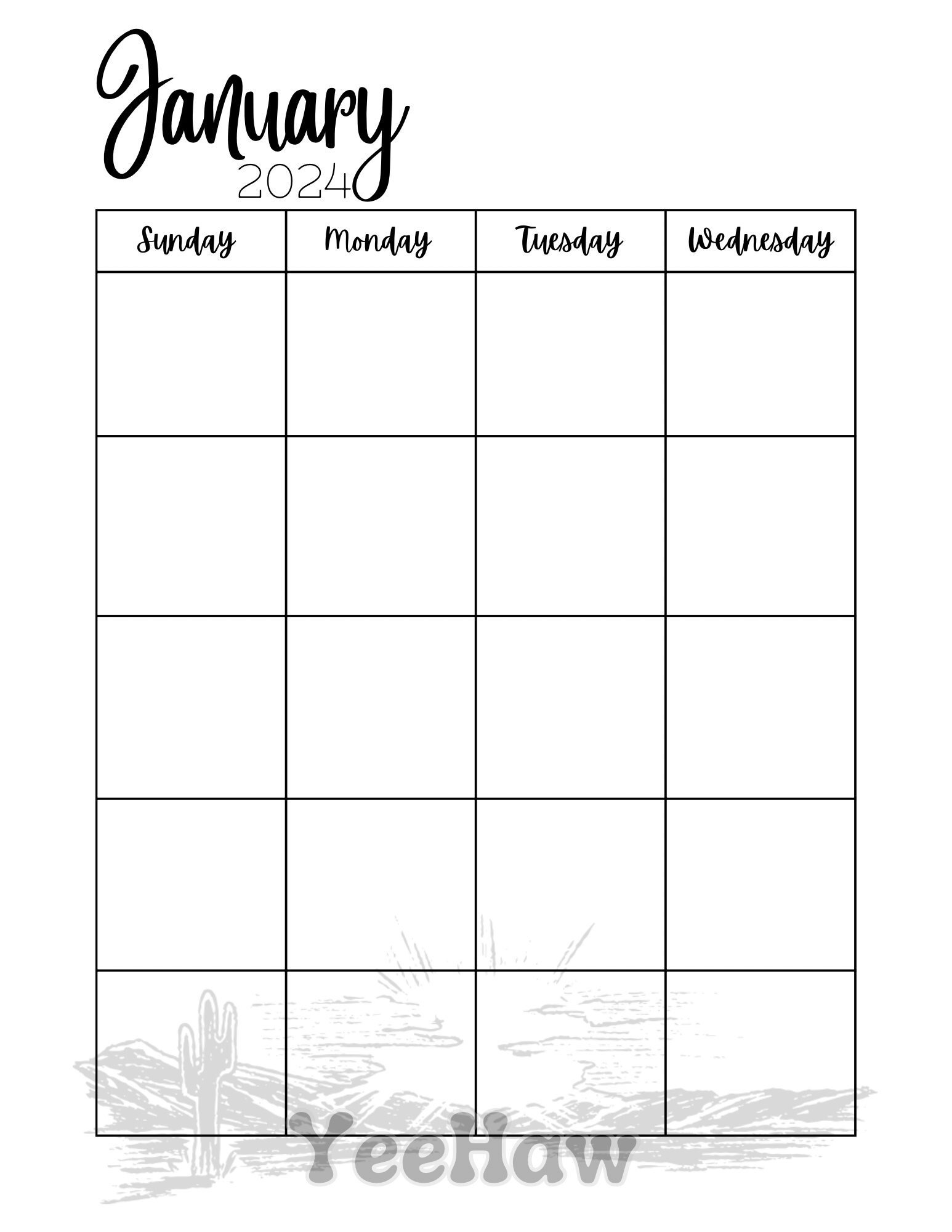 2024 Simple Western Calendar - Etsy
