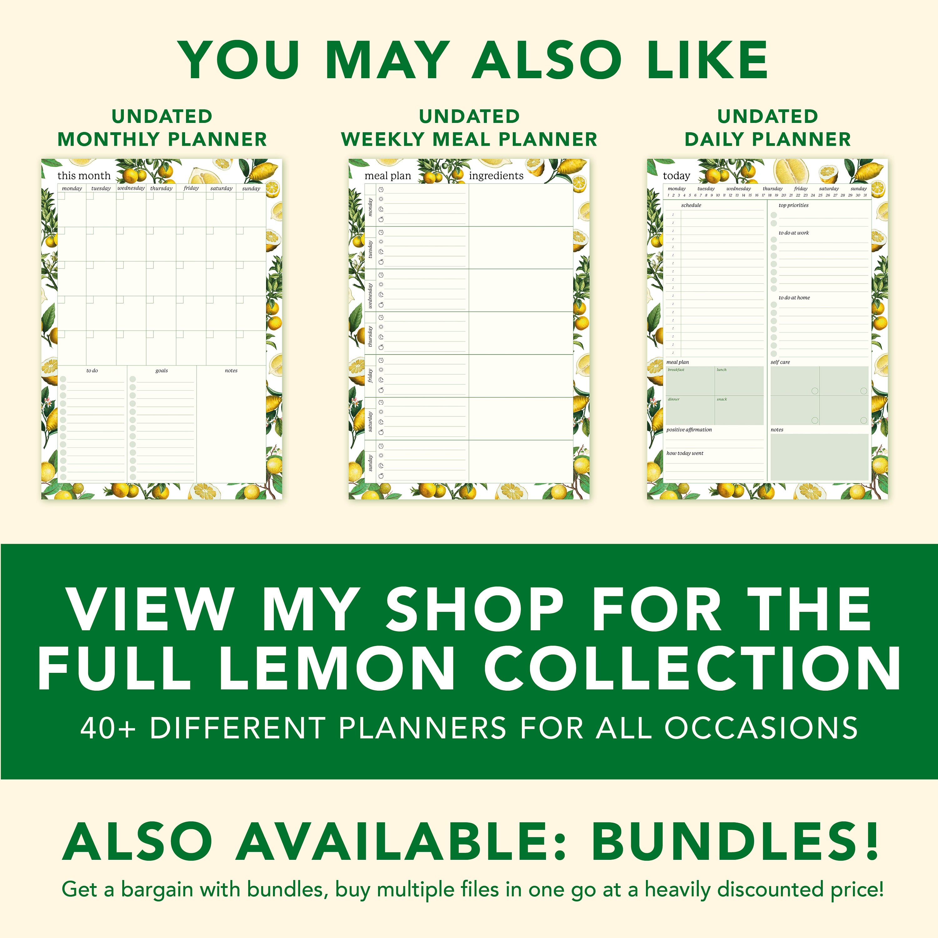 Undated Weekly Planner Digital Download Organiser PDF Vintage Citrus ...