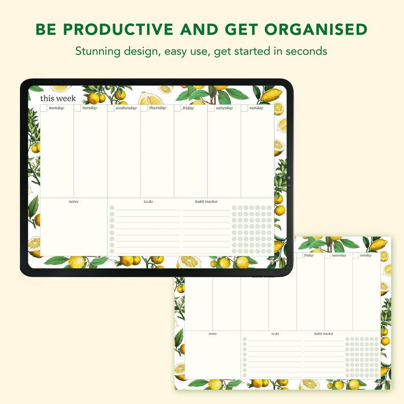 Instant Download Undated Weekly Planner With Habit Tracker Digital ...