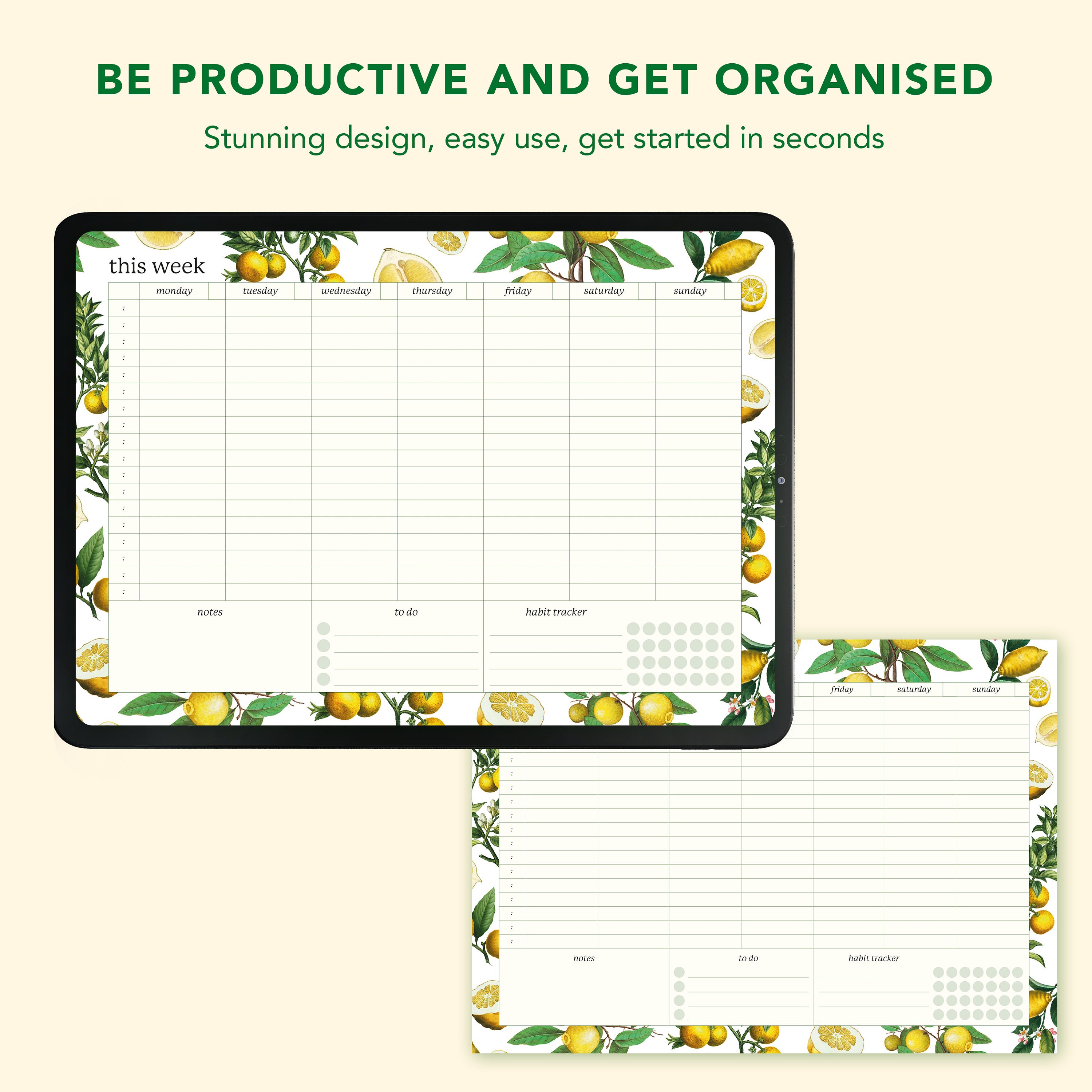 Instant Digital Download Undated Weekly Schedule Organiser PDF Vintage ...