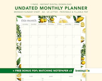 Instant Download Undated Weekly Planner With Habit Tracker Digital ...