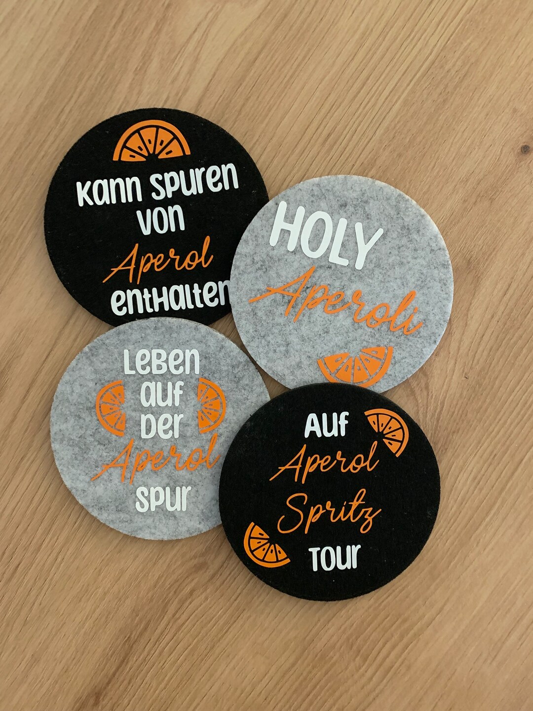 Aperol Untersetzer aus Filz Getränkeuntersetzer Geschenkidee Mitbringsel Aperol Tischdekoration ...