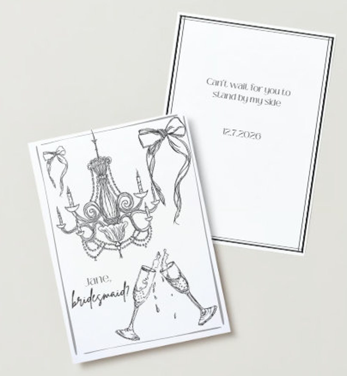 Bridesmaid Proposal Card, Black and White, Digital Download, Girly ...