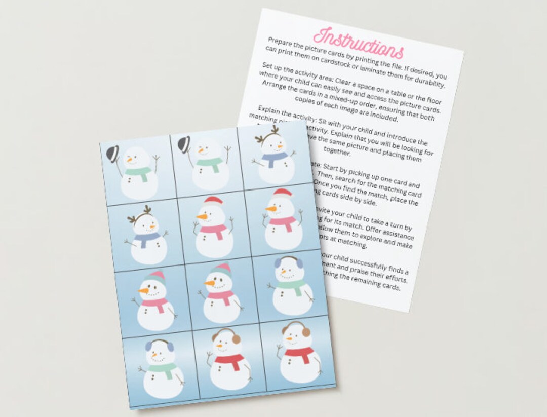 Matching Game - Snowmen - Etsy