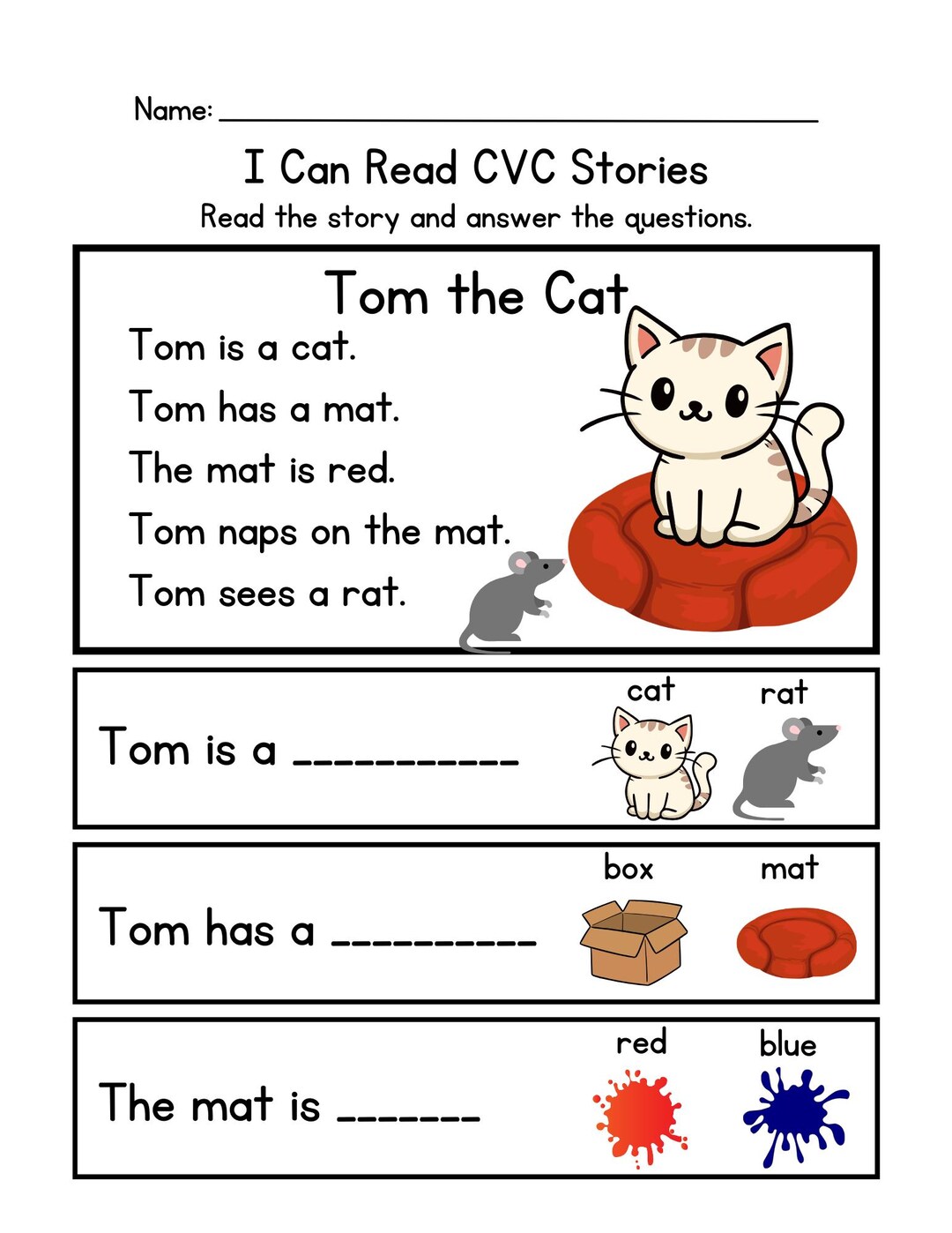 CVC Stories - Homeschool - Prek | Kindergarten - Etsy