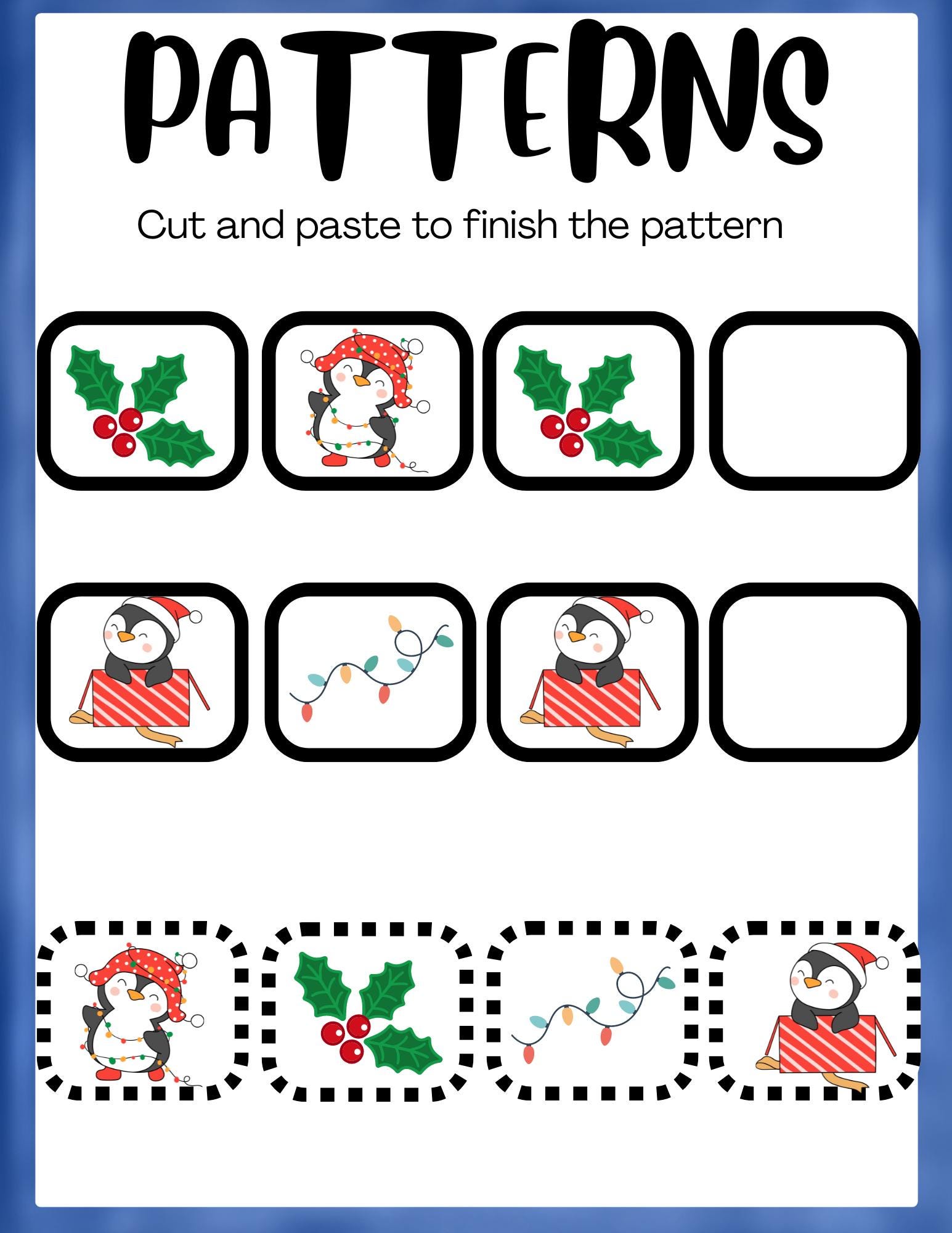 Christmas Patterns Worksheet - Etsy