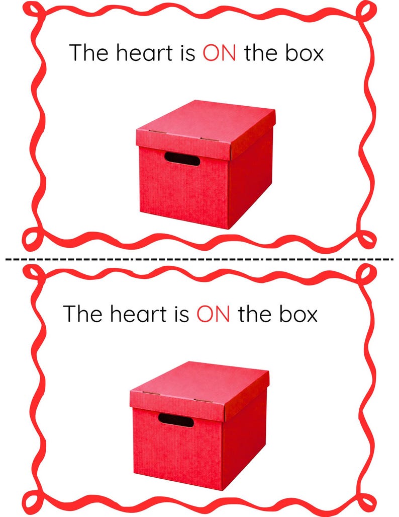 Valentine’s Day Positional Words Book | Pre-k Spatial Concepts | Where ...