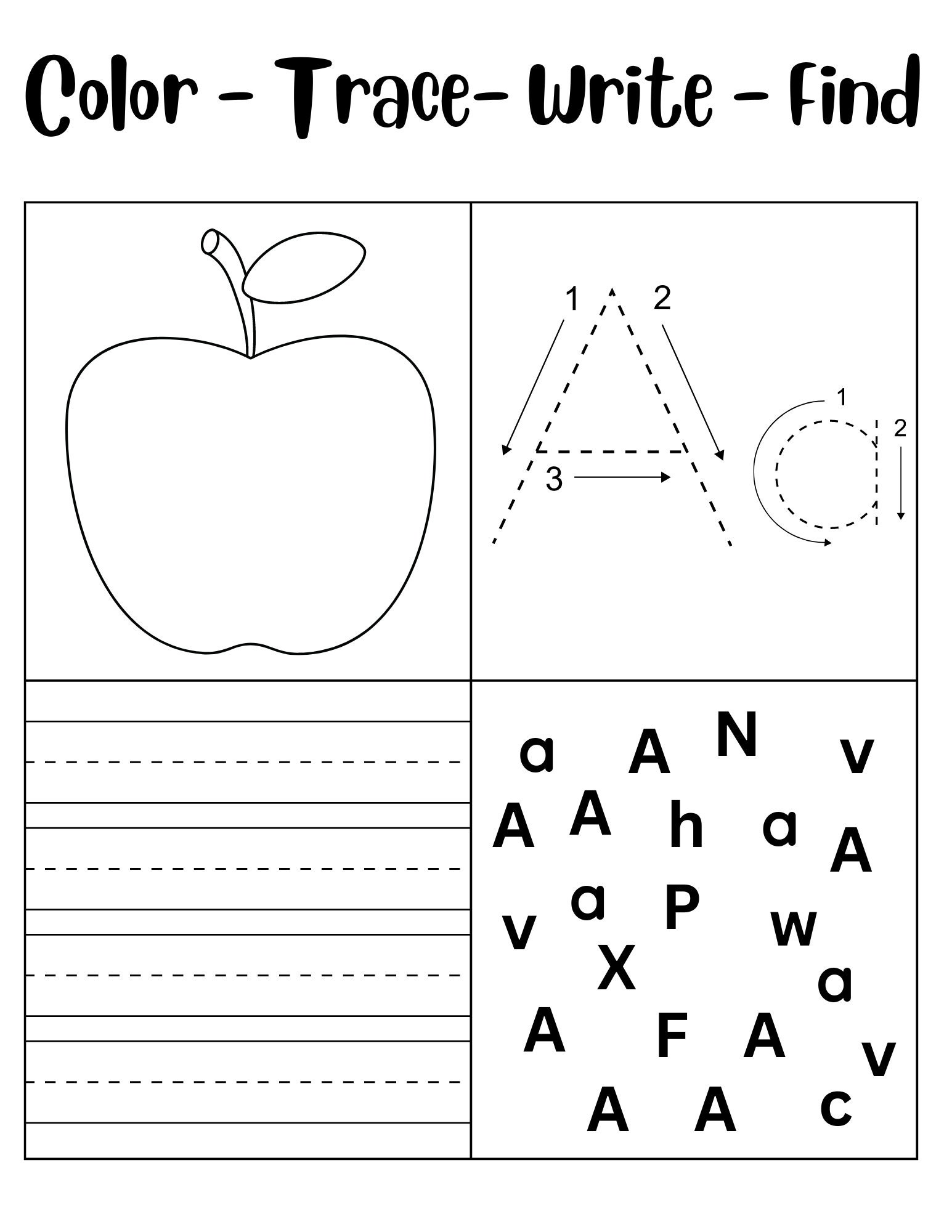 Color-trace-write-find Worksheets A-Z - Etsy