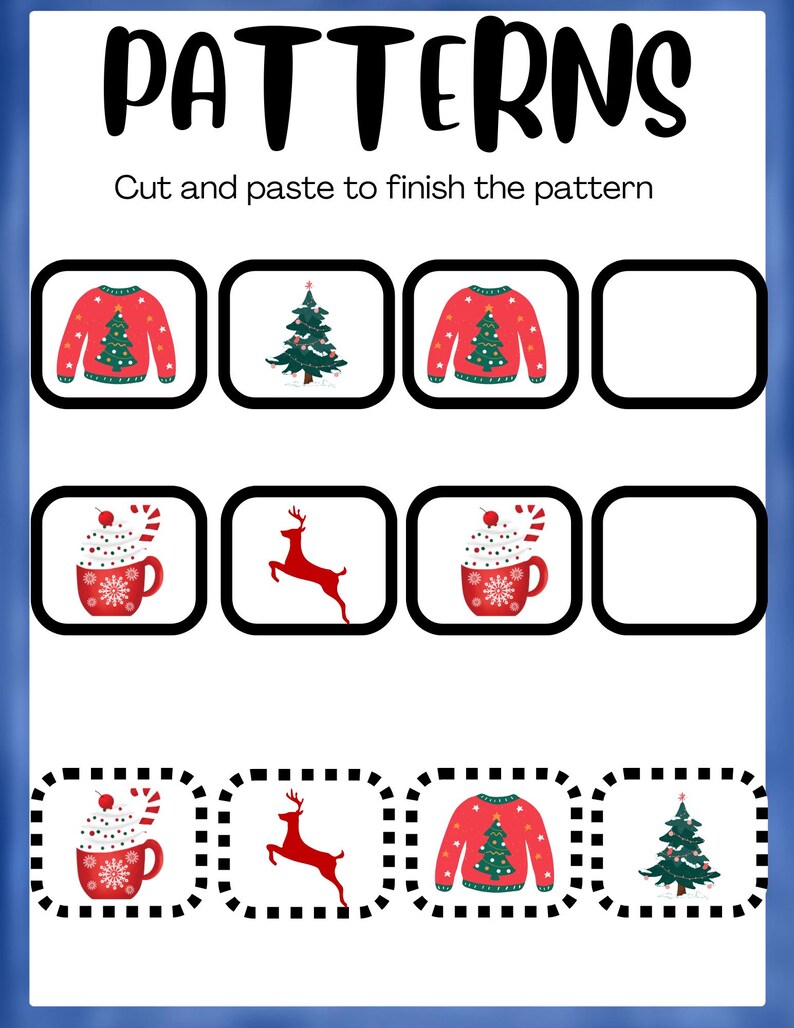 Christmas Patterns - Worksheet - Etsy