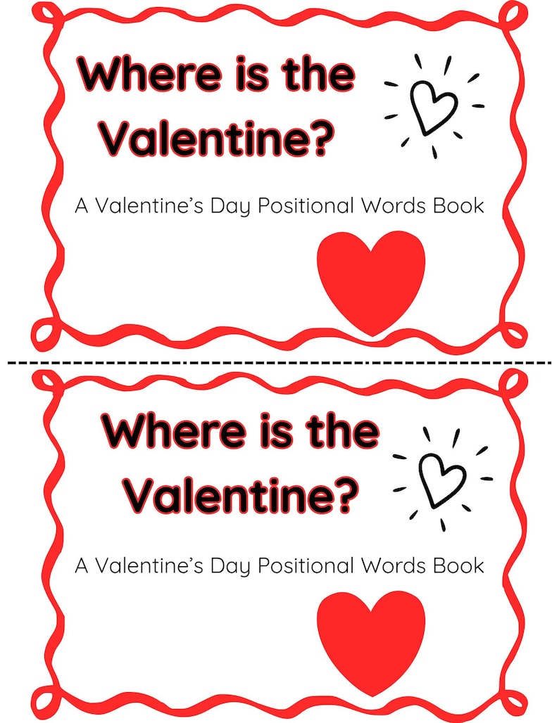 Valentine’s Day Positional Words Book | Pre-k Spatial Concepts | Where ...