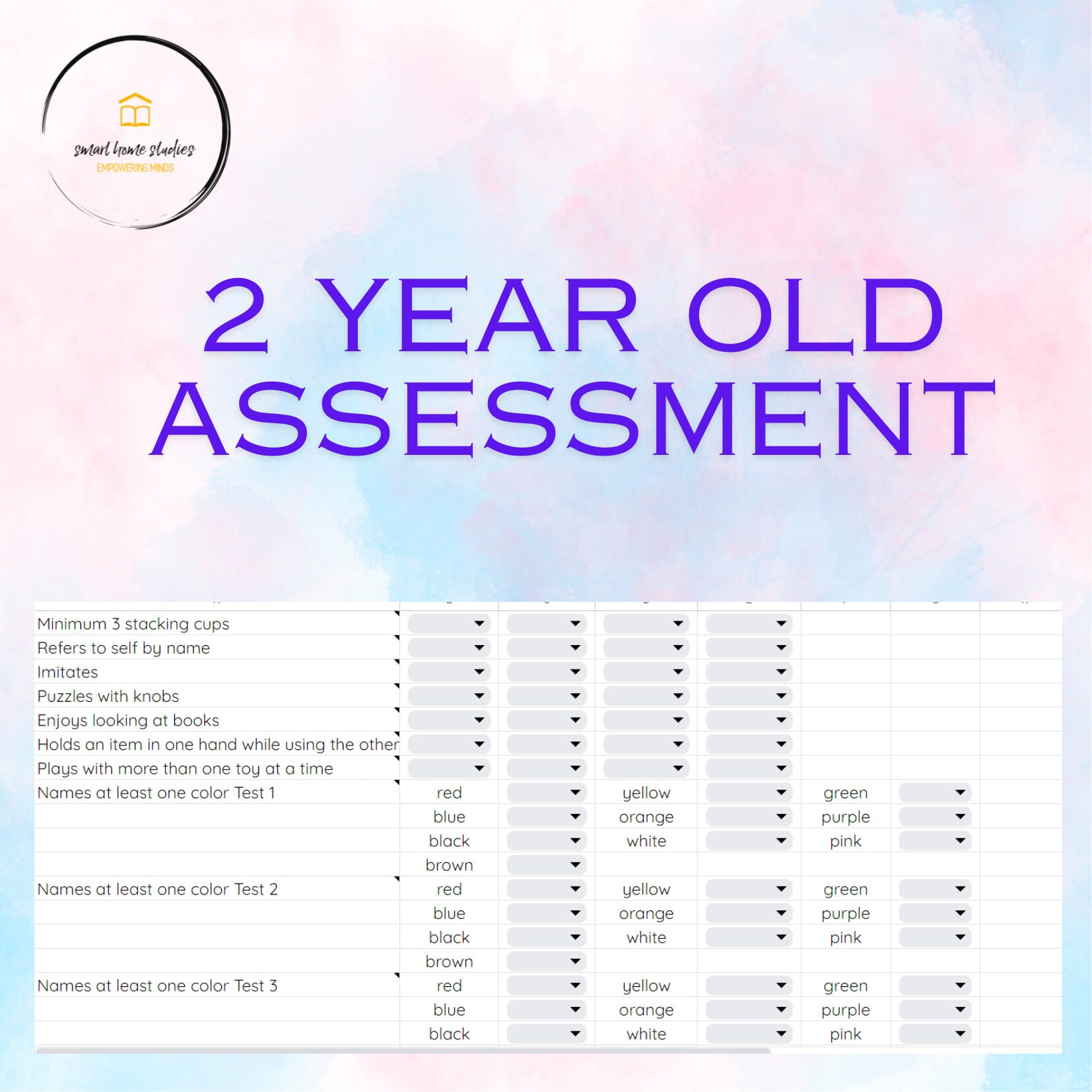 2 Year Old - Academic Assessment - Etsy