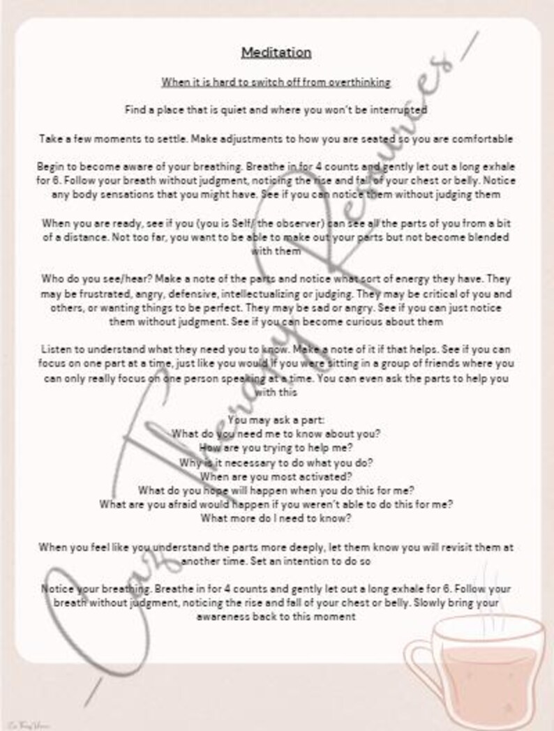 IFS Meditation for Clients Who Struggle With Overthinking. Guides Them ...