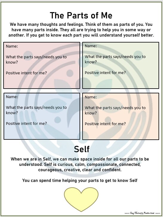 IFS Therapy Worksheets for Clients. the 3 Worksheets Cover Strategies ...