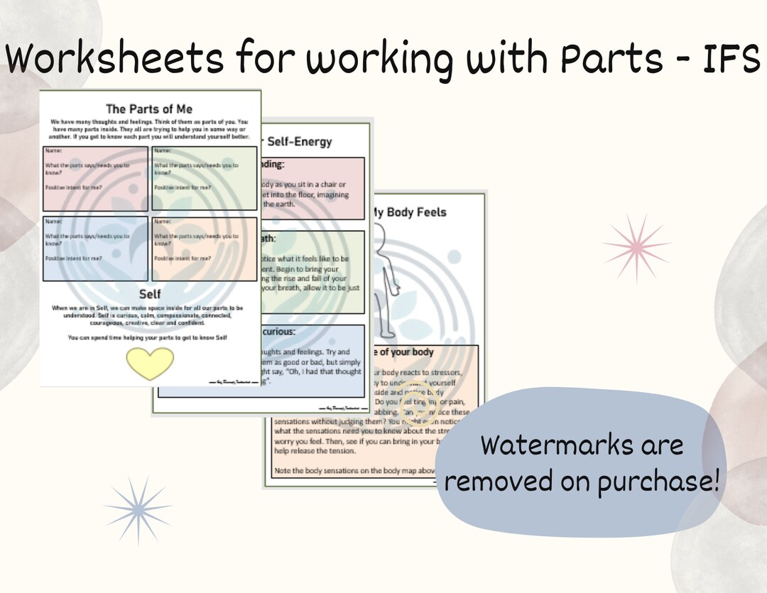 IFS Therapy Worksheets for Clients. the 3 Worksheets Cover Strategies ...