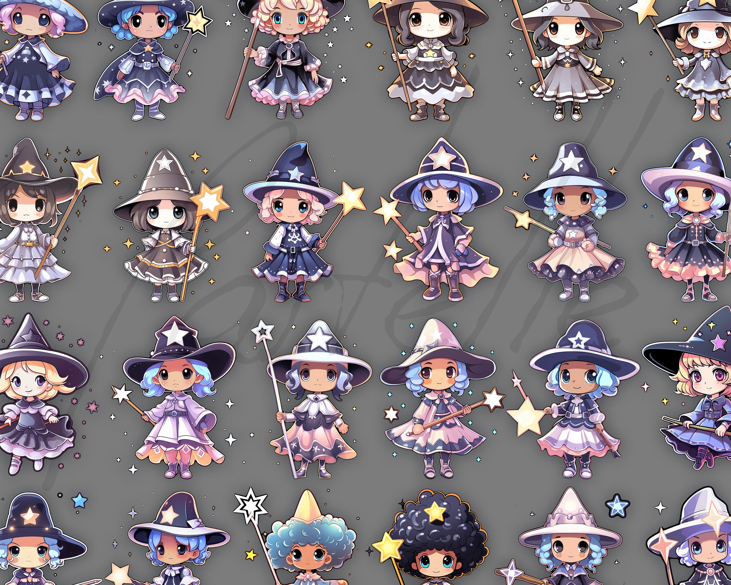 Magical Girl PNG Bundle, Magic School Clipart, Wizard School Girl Clip ...