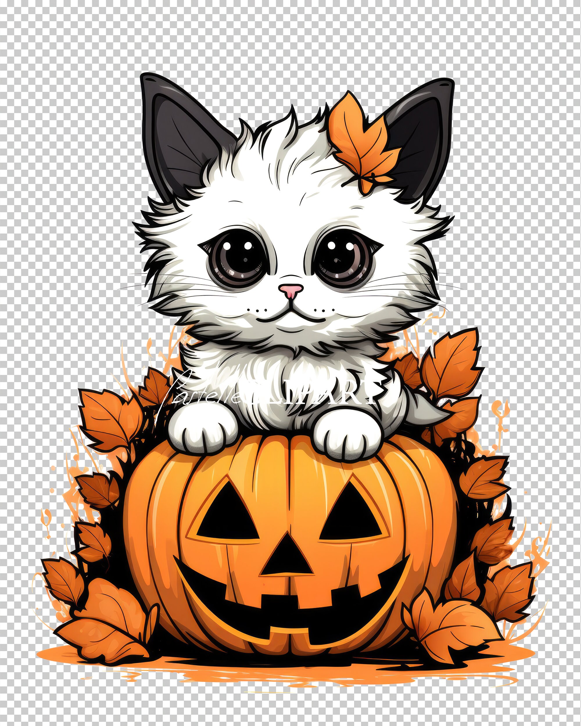 Cute Halloween Kitten Clipart Bundle, Magical Chibi Baby Animal PNG ...