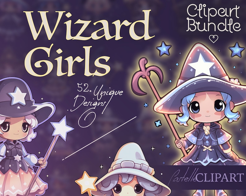 Magical Girl PNG Bundle, Magic School Clipart, Wizard School Girl Clip ...
