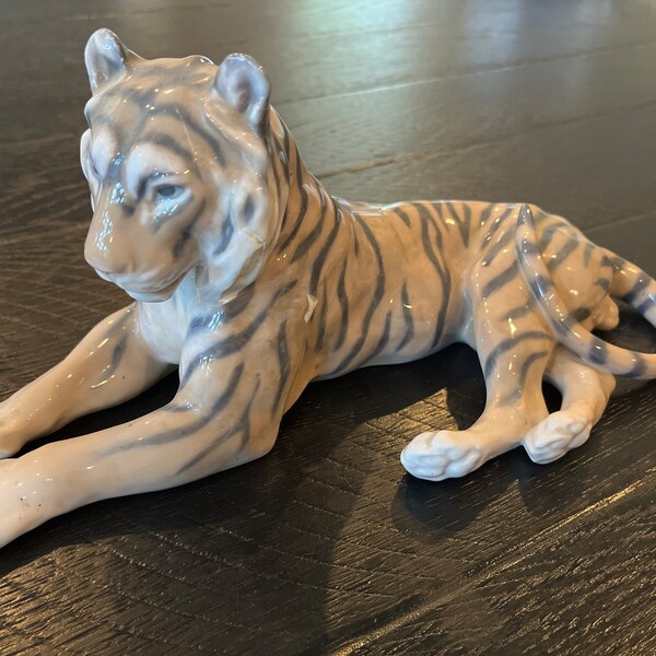 Porcelain Tiger Figurine - Etsy
