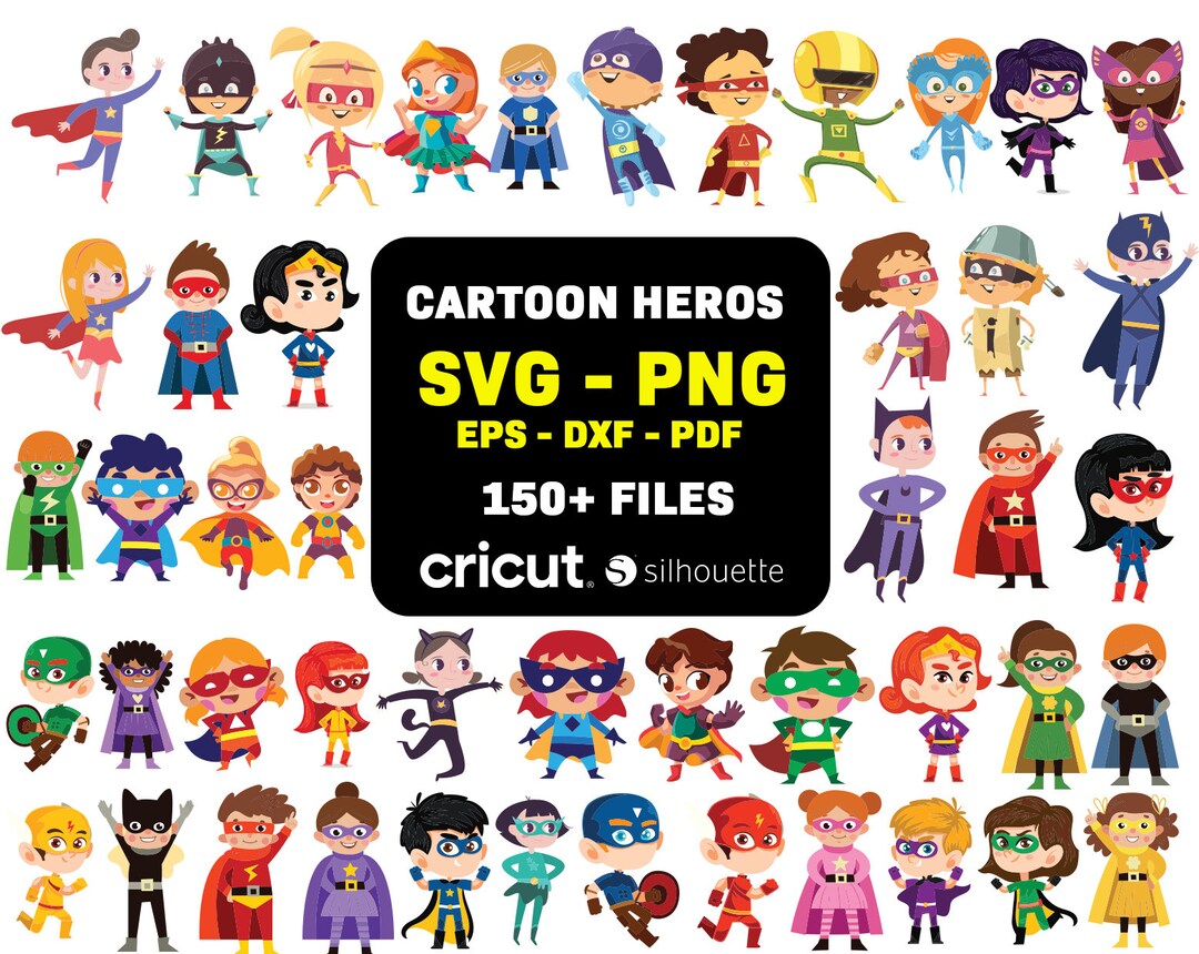 Cartoon Hero Svg Superhero Kids Svg Bundle Layeref Files - Etsy