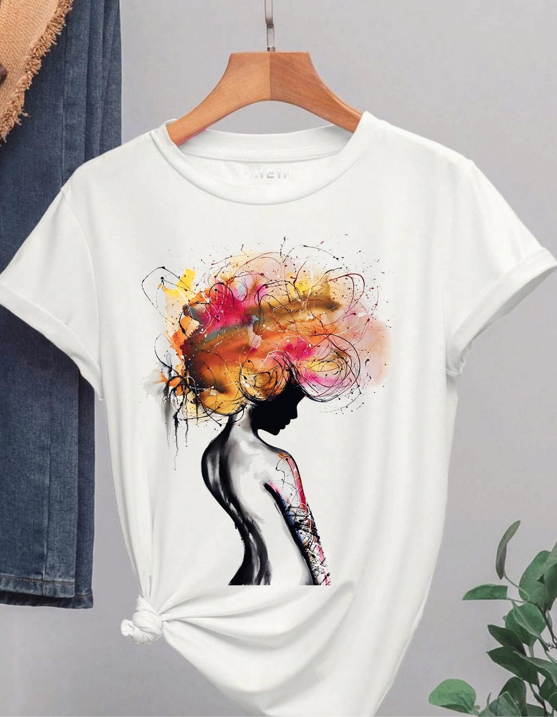Abstract Woman Silhouette T-shirt – Colorful Artistic Ink Sketch Tee - Etsy