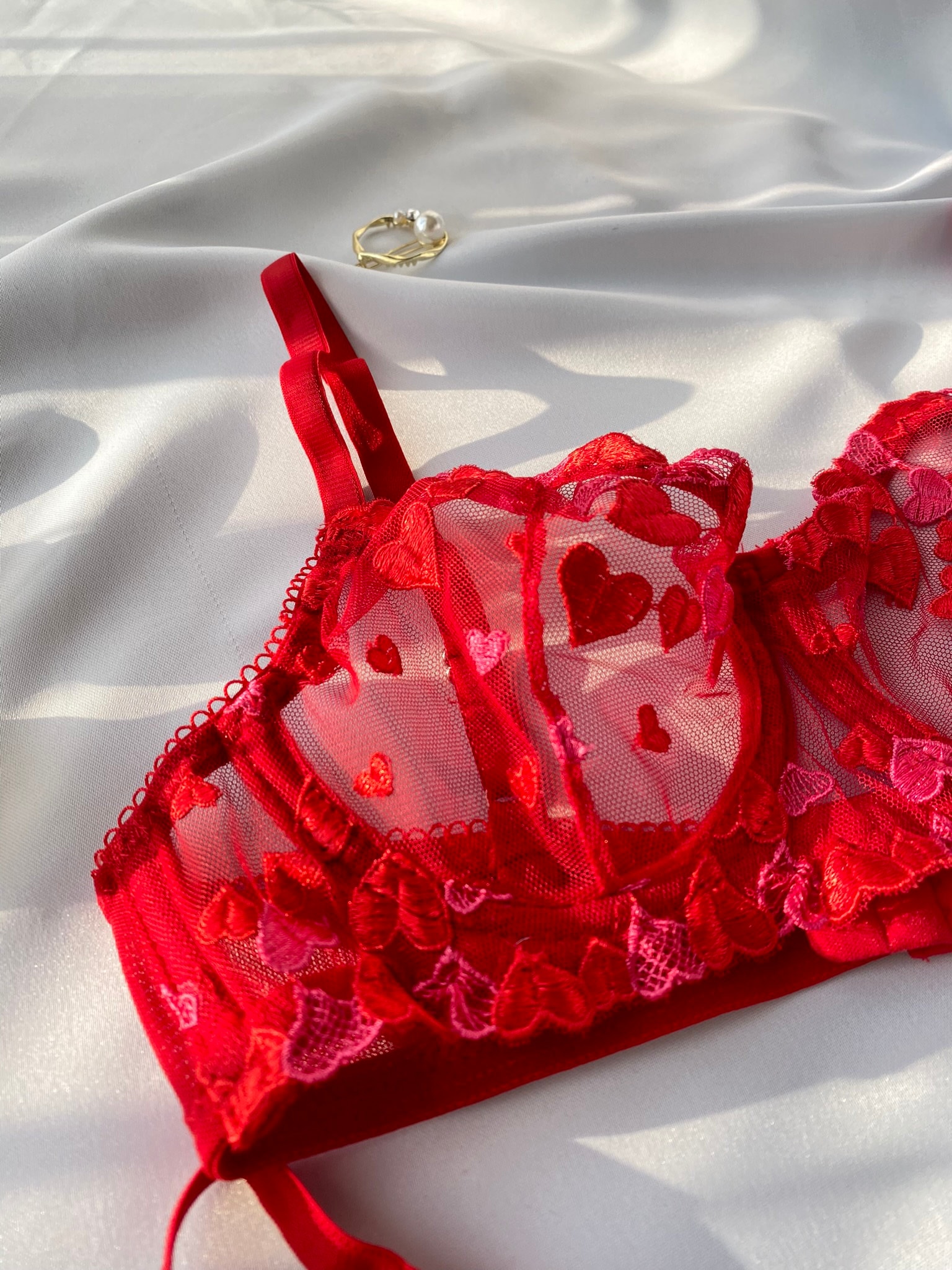 Charmi Lingerie Set Embroidered Red Bra Set - Etsy