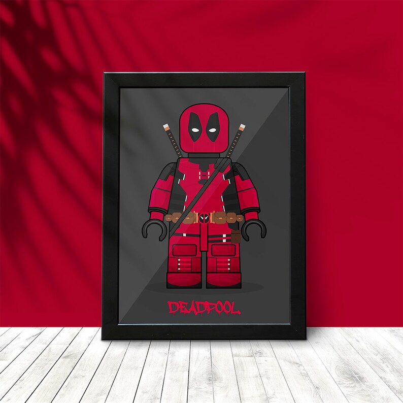 Deadpool, Minimal, Illustration, Brick Design, Poster, Digital Download ...