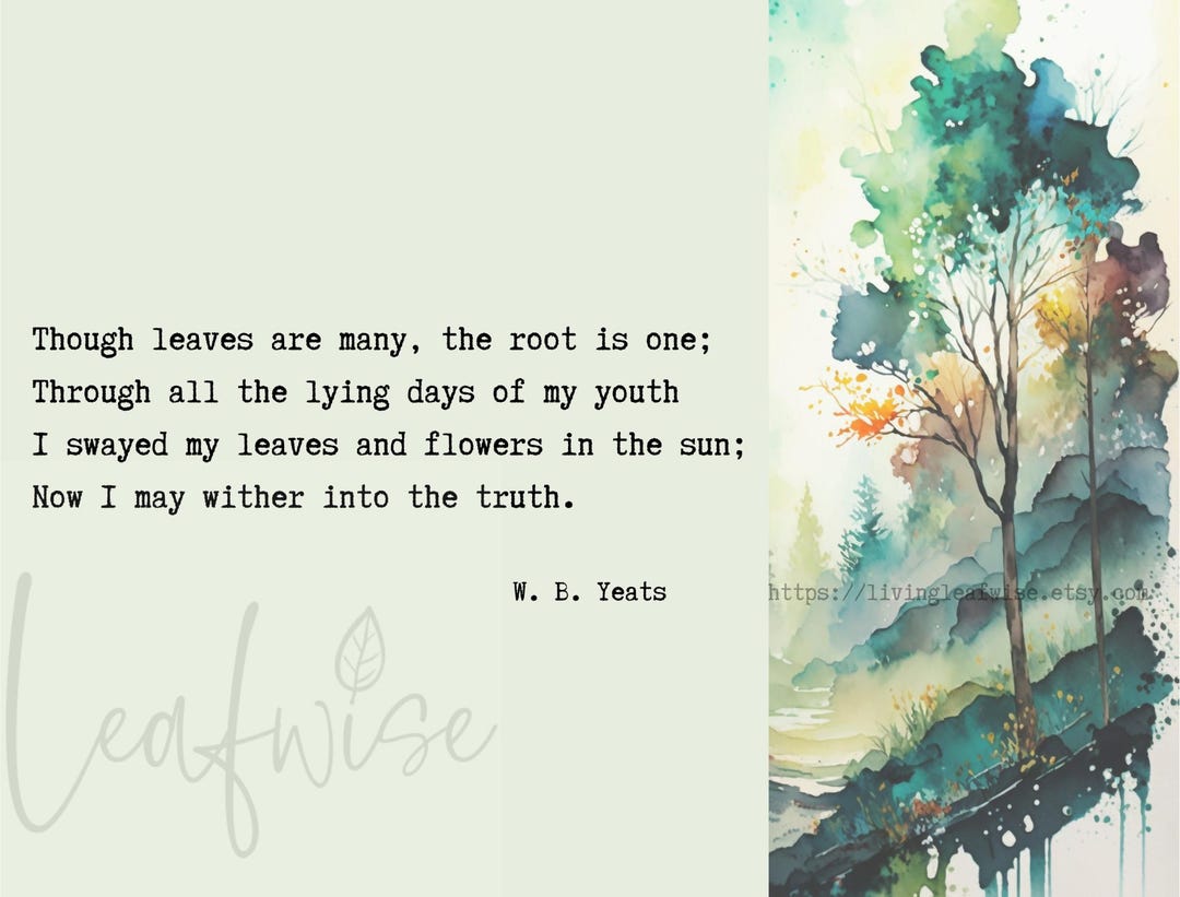 Short Poem Tree Watercolor Forest Yeats Wall Art Bedroom Printable ...