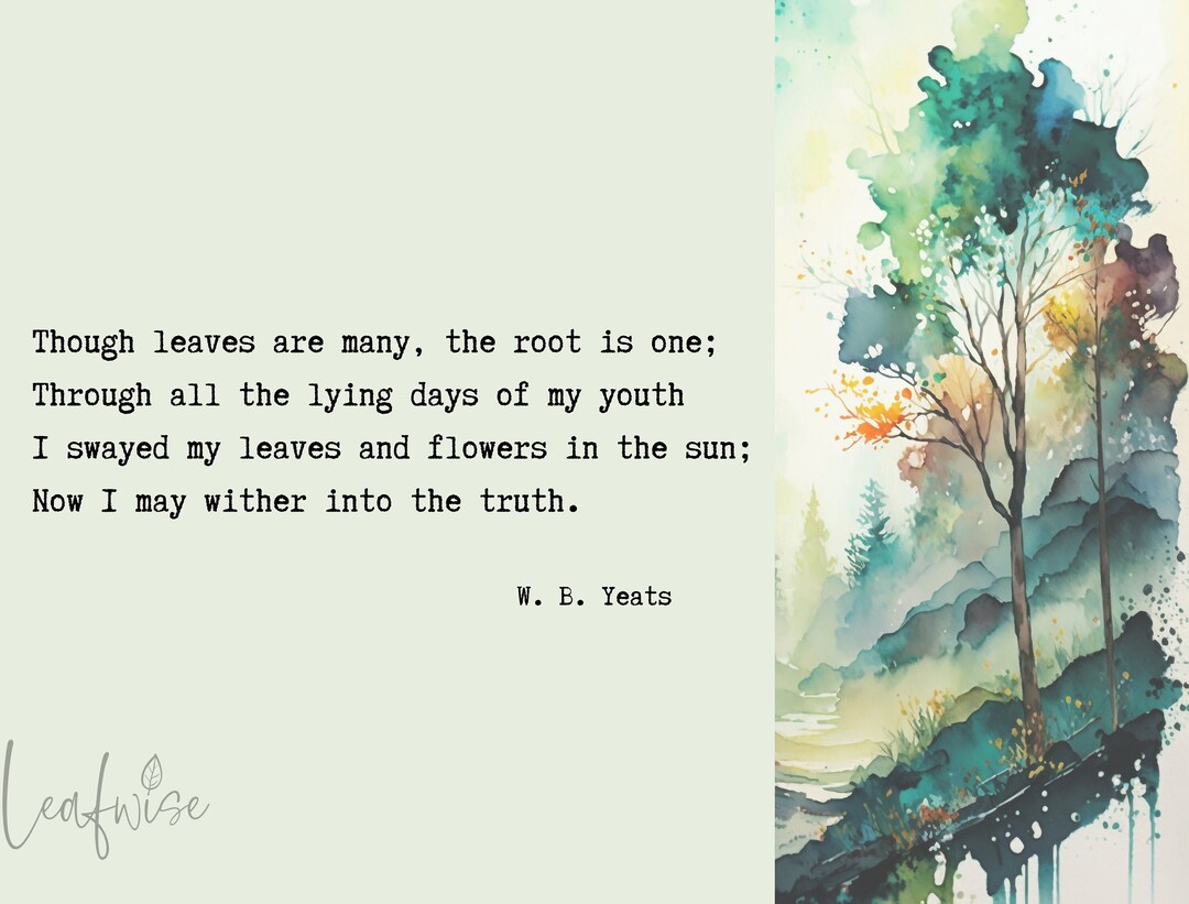 Short Poem Tree Watercolor Forest Yeats Wall Art Bedroom - Etsy