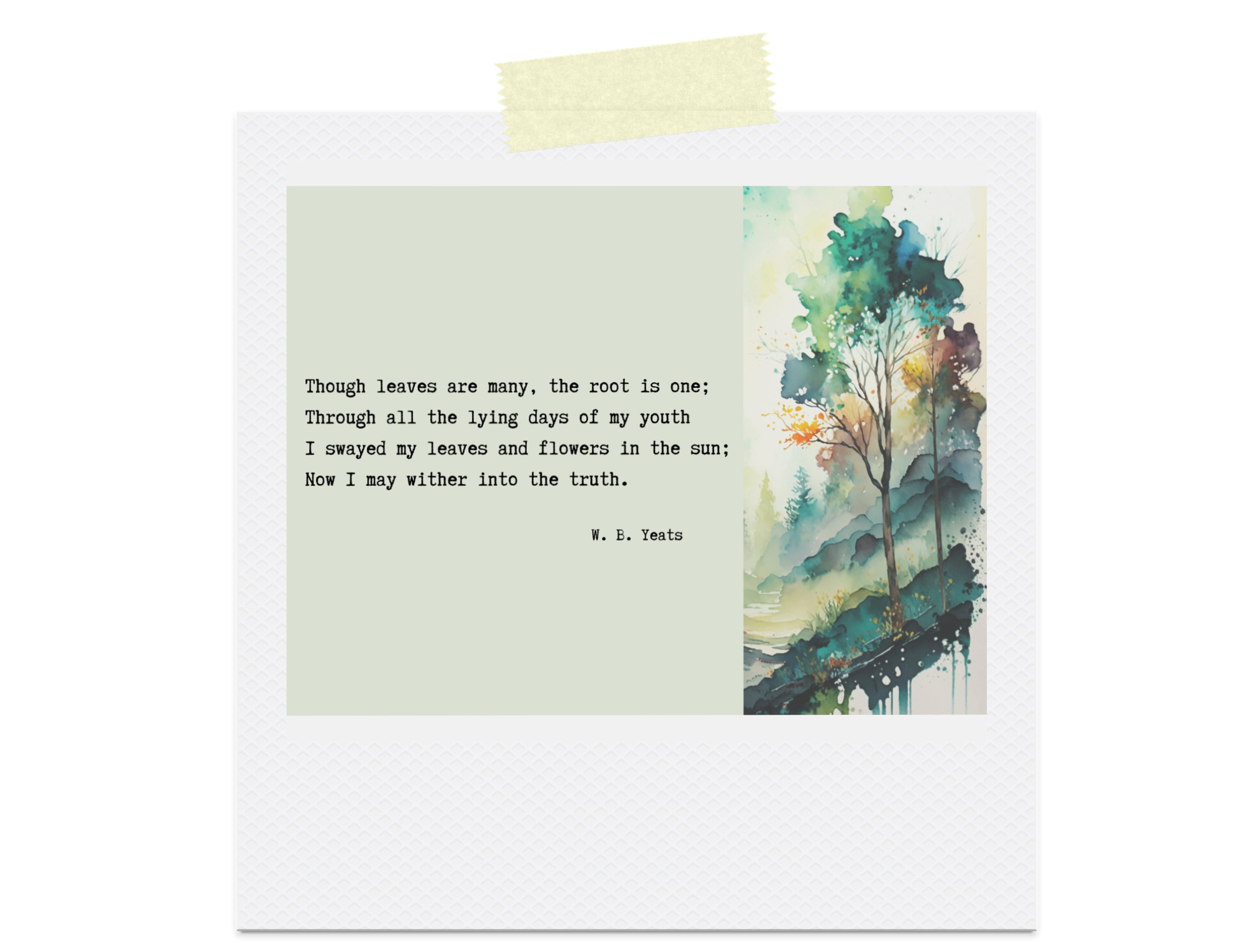 Short Poem Tree Watercolor Forest Yeats Wall Art Bedroom Printable ...