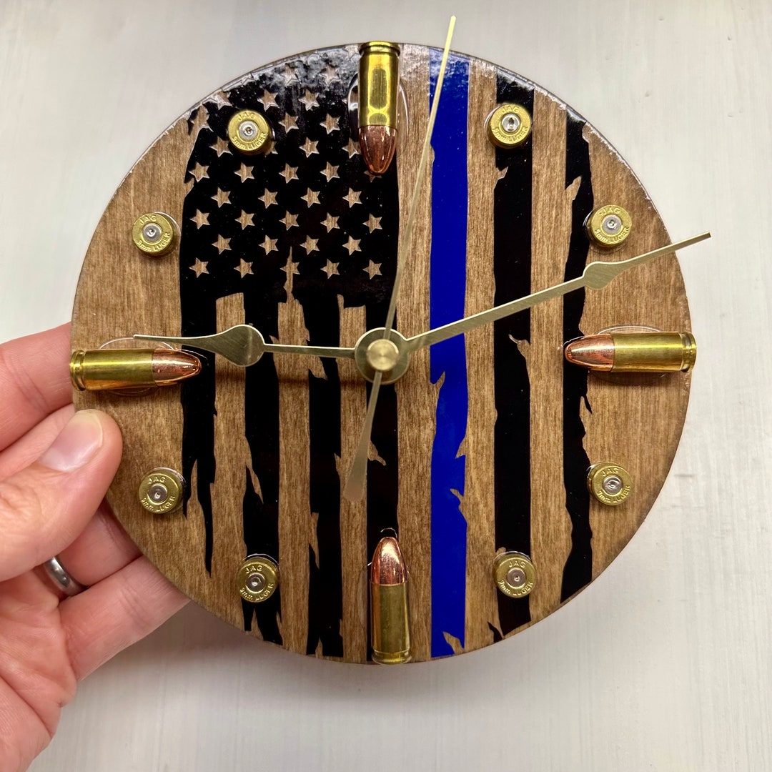 Thin Blue Line American Flag 6 Inch Dummy/inert Bullet Wall Clock - Etsy