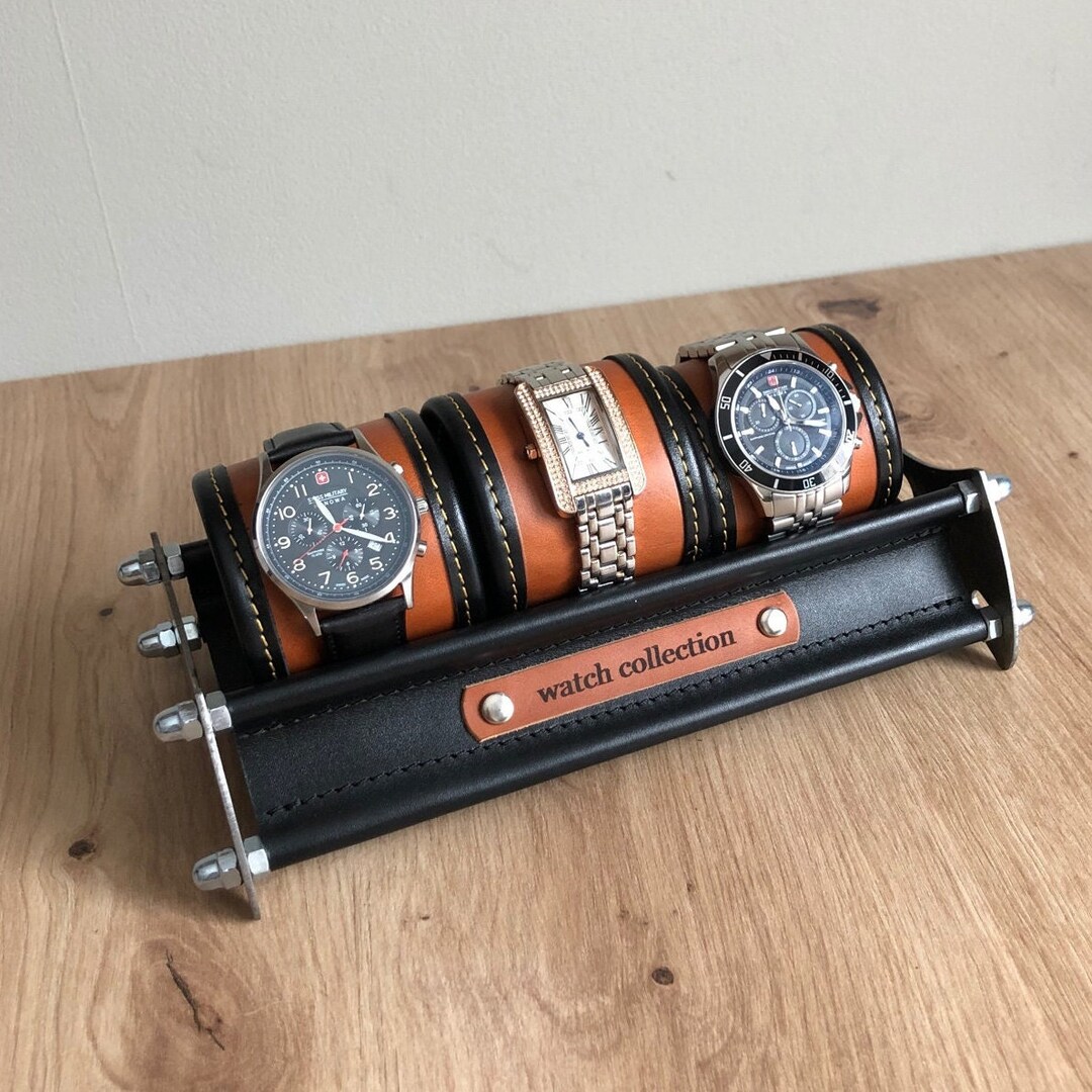 Leather Watch Stand, Watch Display, Wood Watch Box, Watch Organizer ...