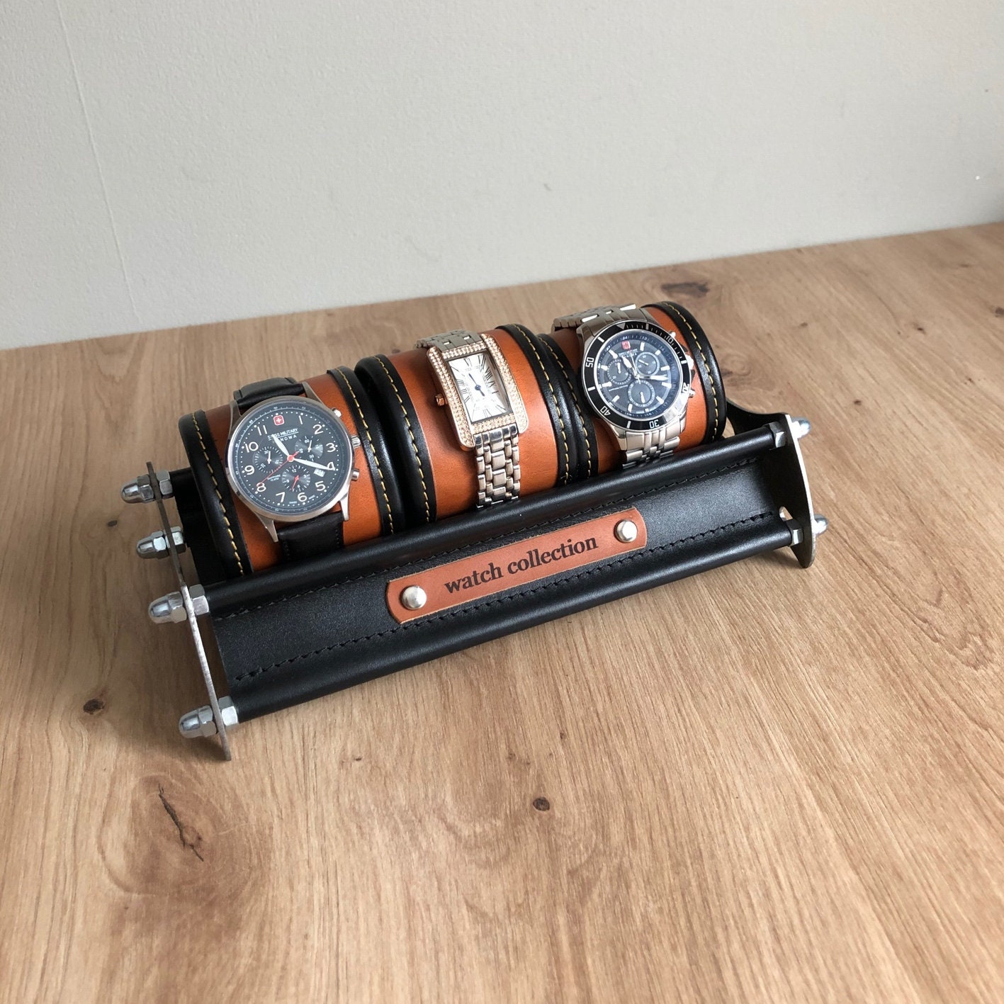 Personalized Leather Watch Stand, Docking Station, Watch Display, Watch ...