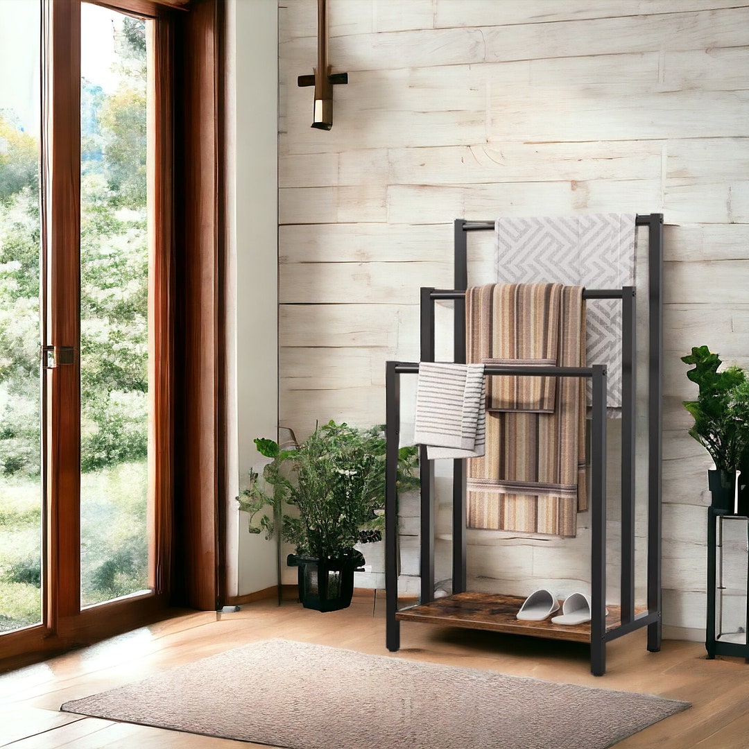 Freestanding Towel-rack, 3 Tier Blanket Ladder Holder for Bathroom, 16 ...