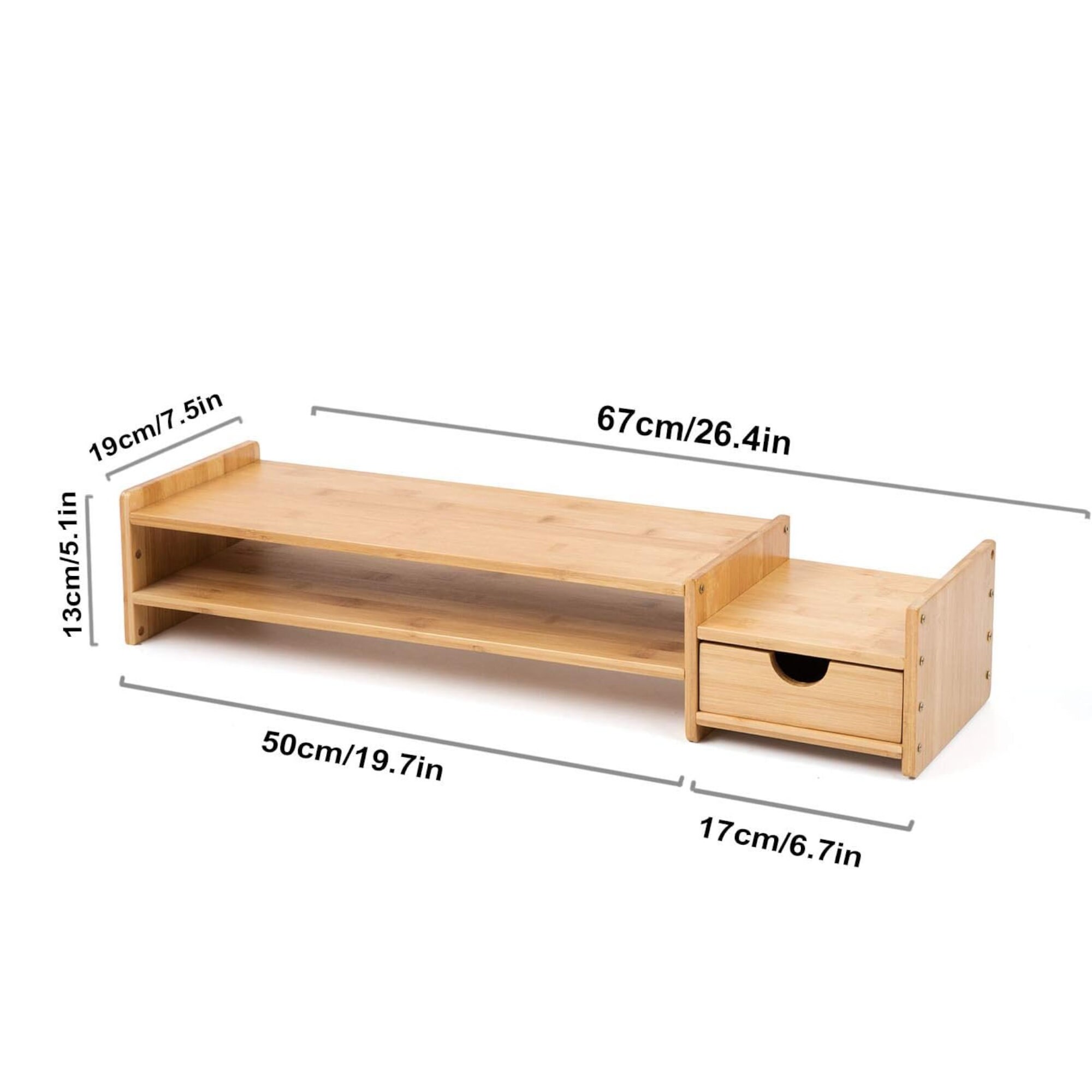 Monitor Stand Riser Desk Organizer Bamboo Two Tier Laptop Stand With ...