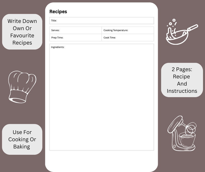 Printable Recipe Template - Etsy