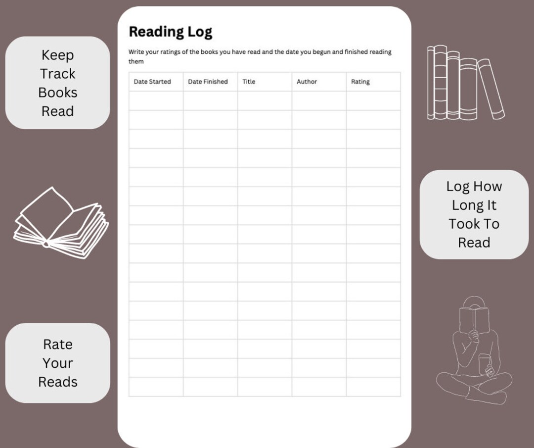 Reading Log | Printable Book Log - Etsy