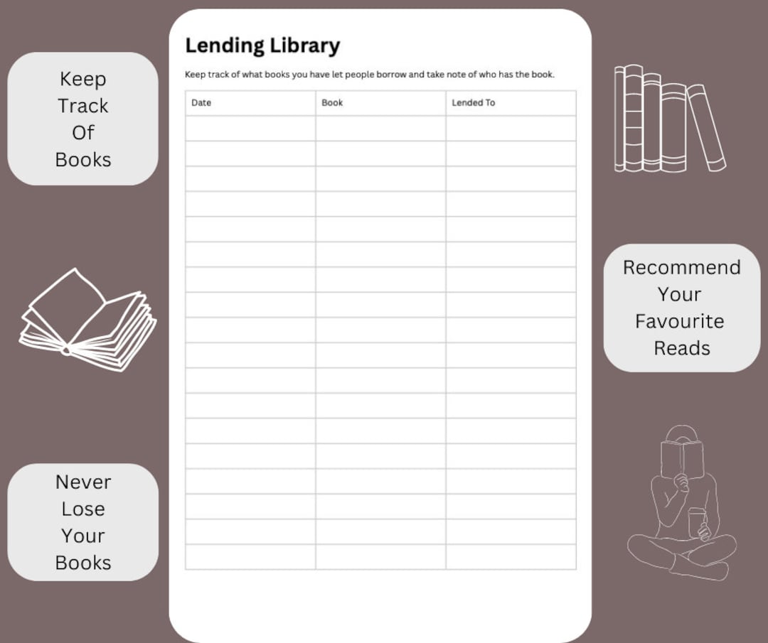 Lending Library | Digital Lending Library | Book Tracker - Etsy