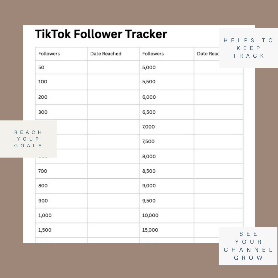 Tiktok Follower Tracker | Printable Tiktok Tracker - Etsy