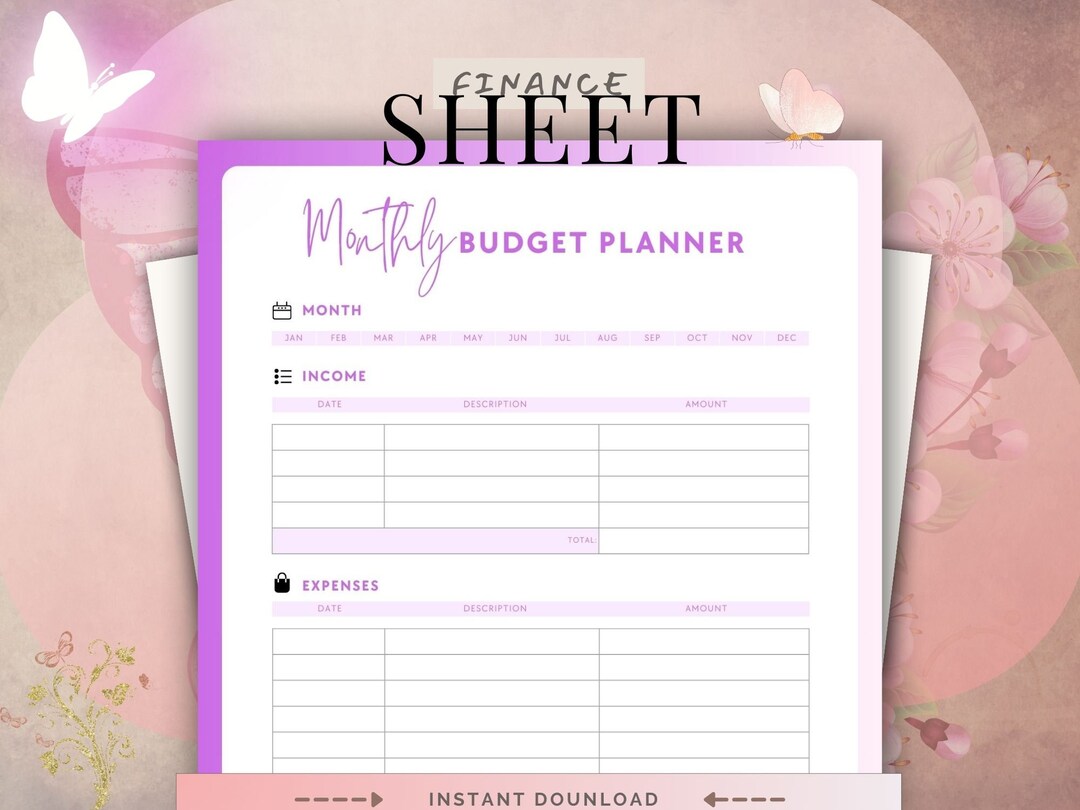 Colourful Elegant Budget Planner, Budgeting Worksheet, Money Management ...