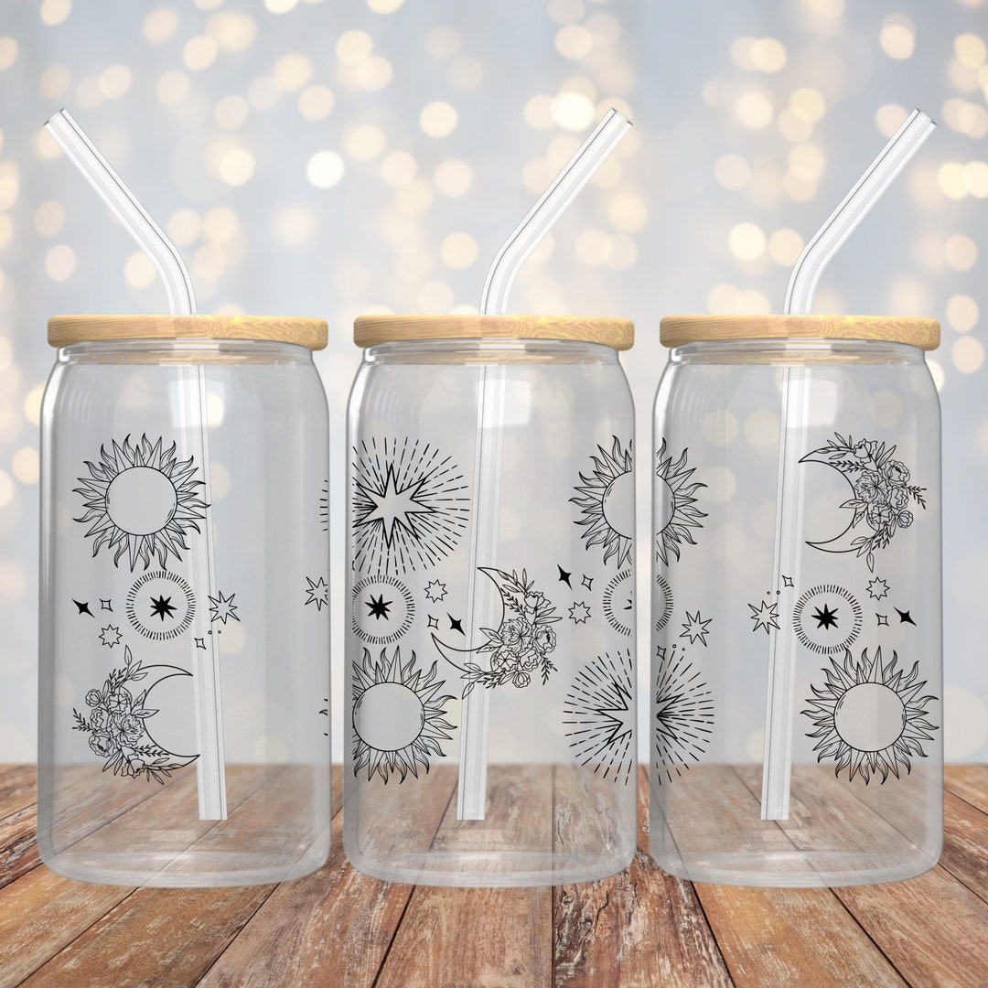 Celestial - Can Shape Glass Cup Wrap - 16oz Glass Can Wrap - DIGITAL ...