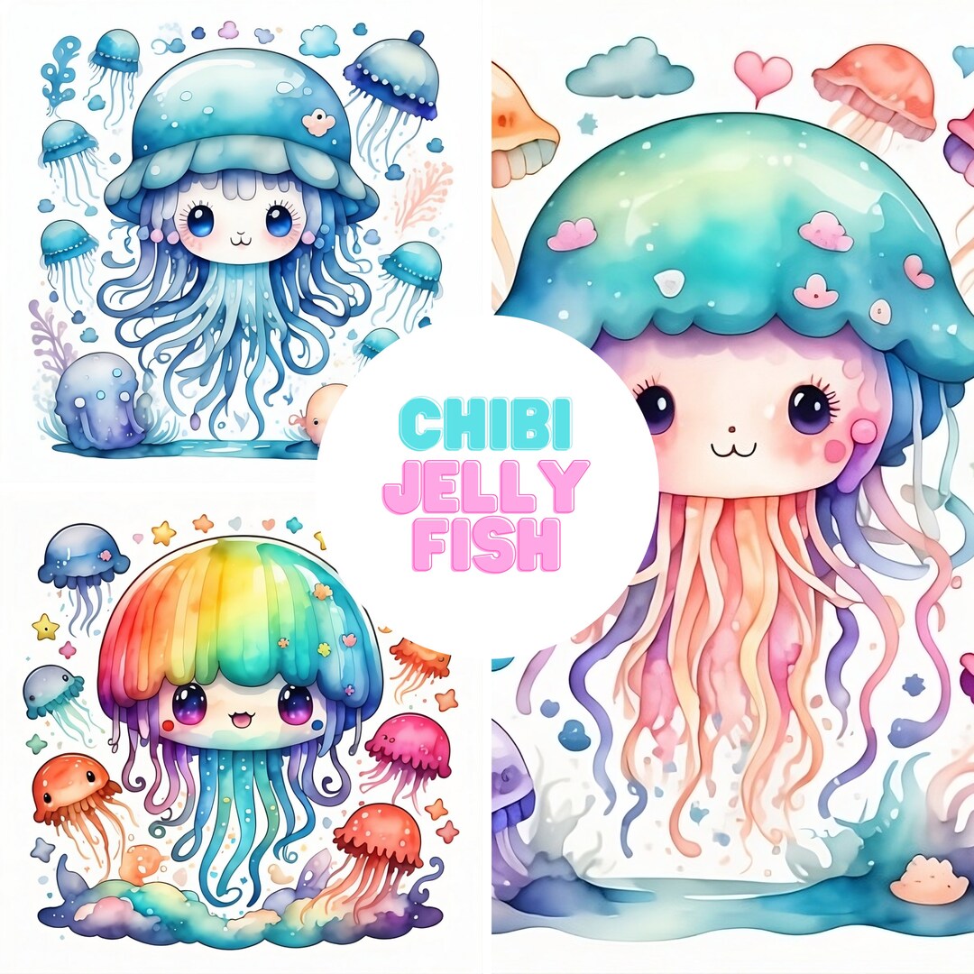 Chibi Jellyfish- DIGITAL PRINTS- Wall Decor- - Etsy