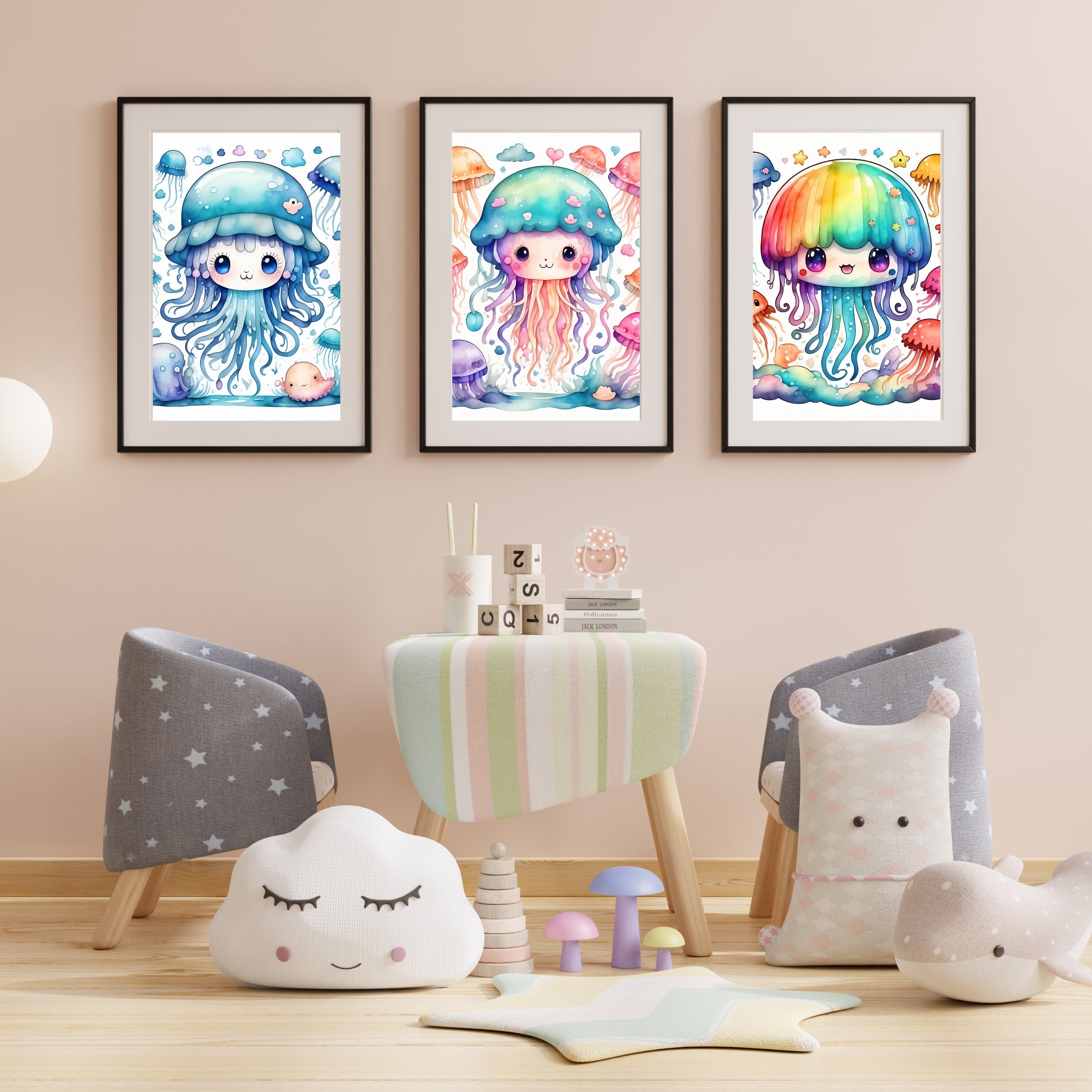 Chibi Jellyfish- DIGITAL PRINTS- Wall Decor- - Etsy